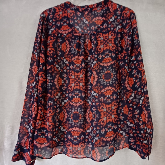 a.n.a | Tops | Ana Womens Size L Long Sleeve Multiprint Sheer Half ...